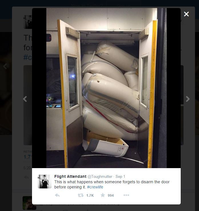 Here's what it looks like when giant flotation devices inflate inflight ...